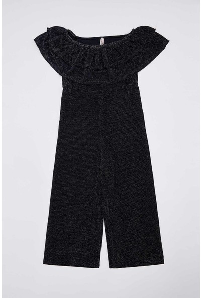 DeFacto Kız Çocuk Carmen Yaka Yılbaşı Temalı Volanlı Tulum S6107A620WN DeFacto Kız Çocuk Carmen Yaka Yılbaşı Temalı Volanlı Tulum S6107A620WN