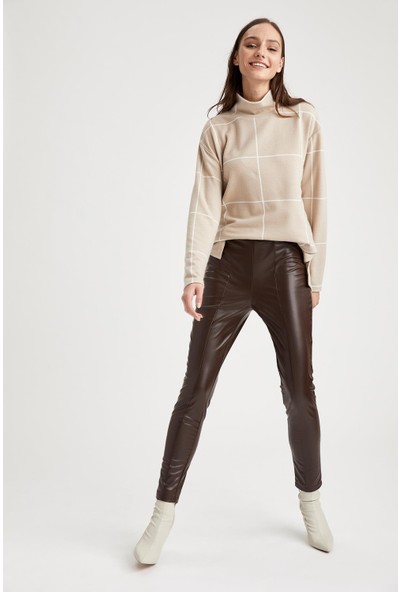 DeFacto Suni Deri Slim Fit Dokuma Tayt S9821AZ20WN DeFacto Suni Deri Slim Fit Dokuma Tayt S9821AZ20WN