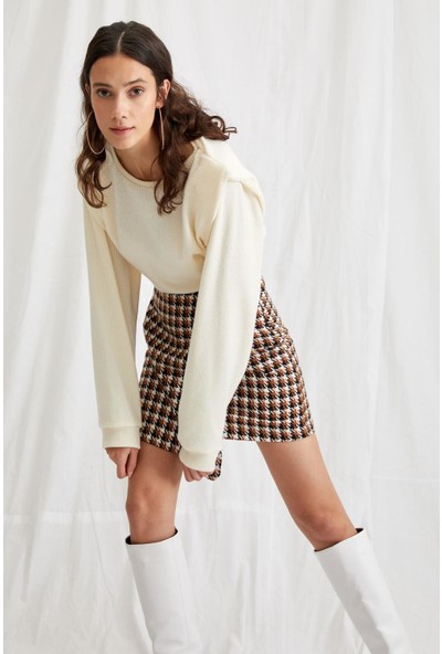 DeFacto Vatka Omuzlu Örme Sweatshirt T1728AZ20WN