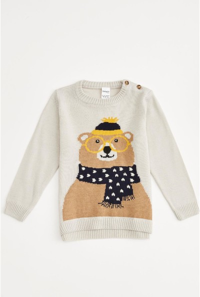 DeFacto Erkek Bebek Desenli Triko Kazak R5636A220WN