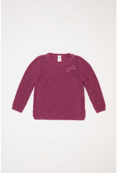 DeFacto Kız Bebek Simli Fiyonk Detaylı Triko Kazak R0733A220WN