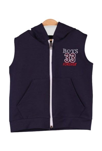 Breeze Erkek Çocuk Dar Kalıp Nakışlı Kapüşonlu Yelek