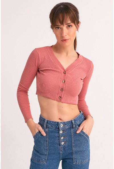 FullaModa Düğmeli Kısa Kadın Body