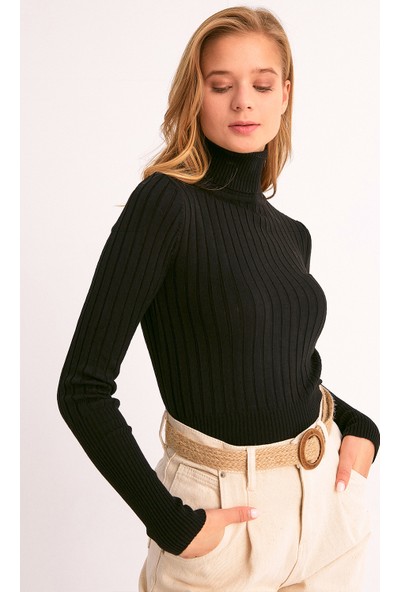 FullaModa Fitilli Triko Kadın Kazak FullaModa Fitilli Triko Kadın Kazak