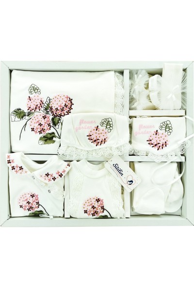 Sitilin Kız Bebek Natural 10 Lu Hastane Çıkışı Işlemeli Çiçek Desenli