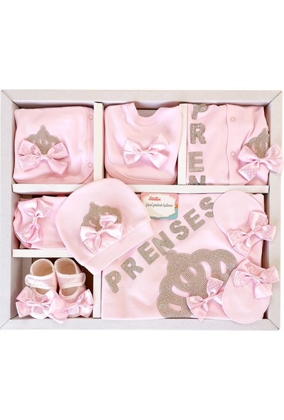 Sitilin Kız Bebek Taşlı Perenses Lüx 10'Lu Hastane Çıkışı Zıbın Seti