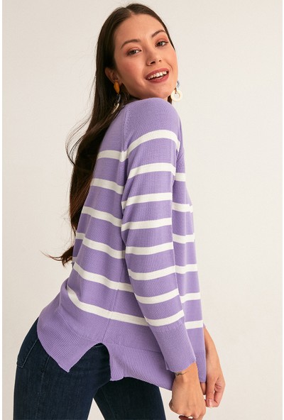 Fullamoda Çizgili Triko Kazak