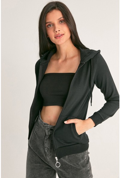 Fullamoda Fermuarlı Kapüşonlu Sweatshirt