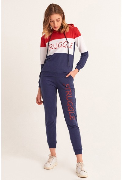 Fullamoda Struggle Baskılı Kapüşonlu Eşofman Takımı
