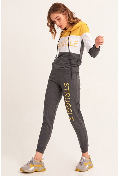 Fullamoda Struggle Baskılı Kapüşonlu Eşofman Takımı