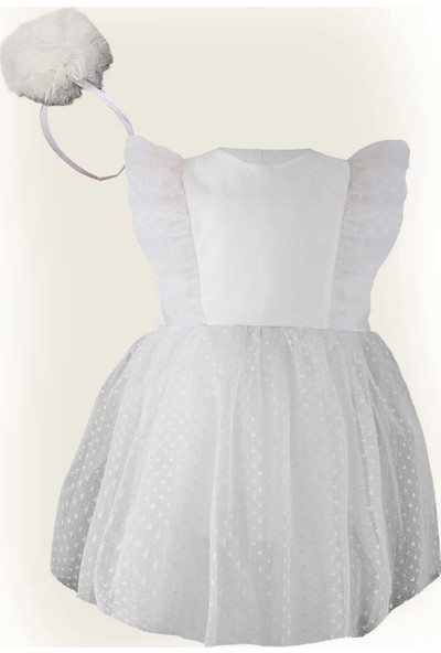 Shecco Babba Kız Çocuk Beyaz Dantel Detaylı Elbise Bandana Takım Shecco Babba Kız Çocuk Beyaz Dantel Detaylı Elbise Bandana Takım