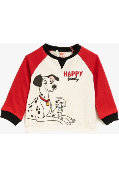 Koton 1001 Dalmaçyalı Lisanslı Baskılı Bisiklet Yaka Pamuklu Sweatshirt