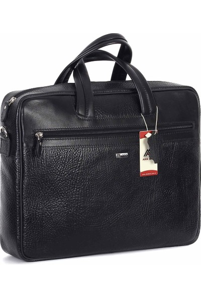 Aka Deri Parlak Siyah - Deri Evrak Çantası 253