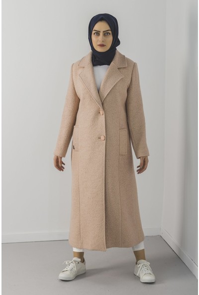 Peçem Bej Bukle Kumaş Kaban