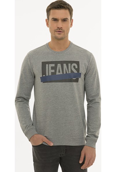 Pierre Cardin Erkek Gri Melanj Standart Fit Sweatshirt 50235439-Vr086 Pierre Cardin Erkek Gri Melanj Standart Fit Sweatshirt 50235439-Vr086