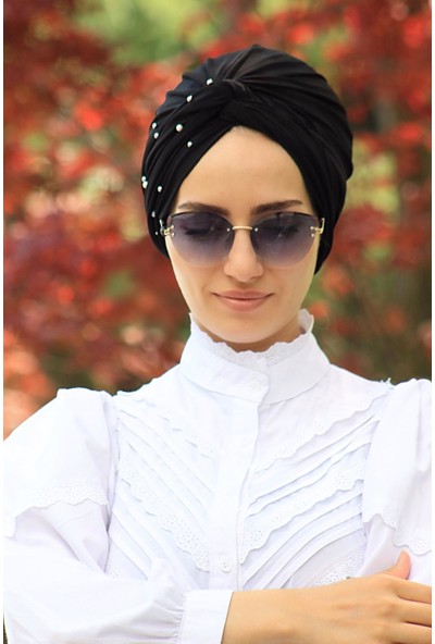 Sahra Şal Dünyasi İncili Hazır Modelli Olmayan Dolama Bone Siyah Renk Sahra Şal Dünyasi İncili Hazır Modelli Olmayan Dolama Bone Siyah Renk