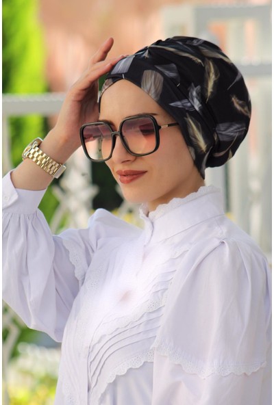 Sahra Şal Dünyasi Desenli Çapraz Bone Leopar