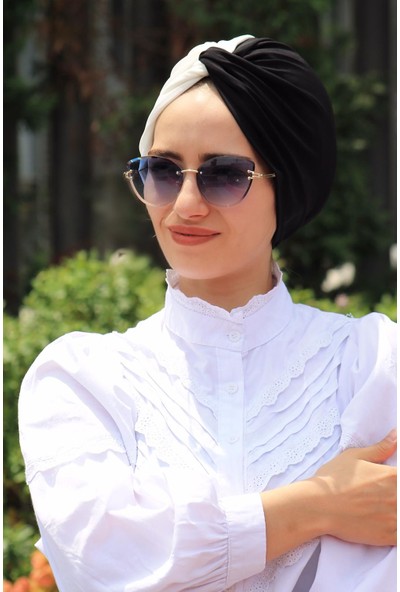 Sahra Şal Dünyasi Çift Renkli Hazır Dolama Bone Siyah Beyaz Sahra Şal Dünyasi Çift Renkli Hazır Dolama Bone Siyah Beyaz