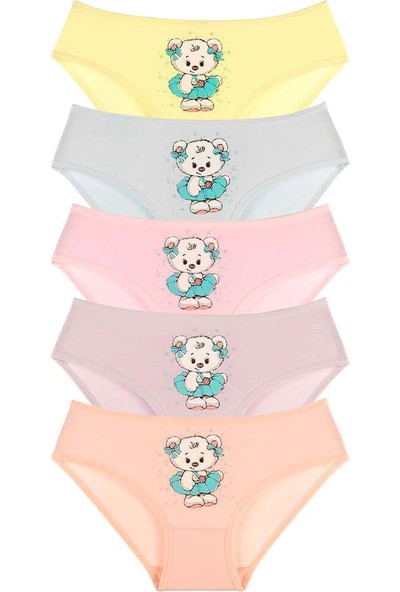 Donella 5'li Sevimli Ayıcık Baskılı Kız Çocuk Külot - 4171ZA-5LI Renkli 6 - 7 Yaş