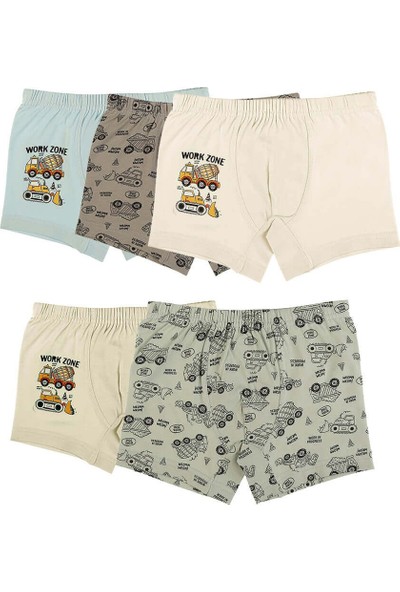 Donella 5'li Iş Makinası Baskılı Erkek Çocuk Boxer - 7571921DZ-5LI Renkli 2 - 3 Yaş