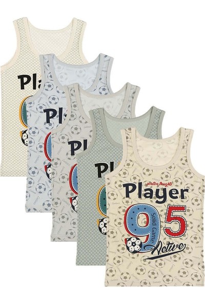 Donella 5'li NO95 Baskılı Erkek Çocuk Atlet - 77920AT-5LI Renkli 8 - 9 Yaş