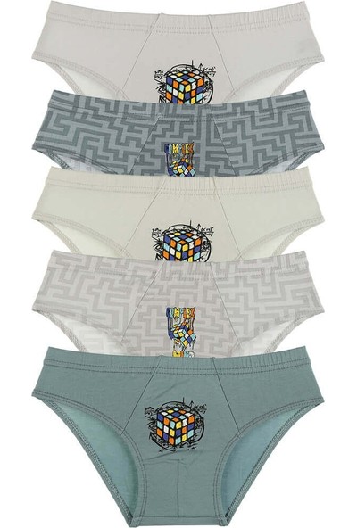 Donella 5'li Kübik Baskılı Erkek Çocuk Külot - 7671854ZP Renkli 6 - 7 Yaş