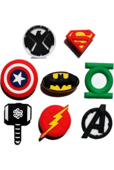 Schulzz 8 Adet Crocs Terlik Süsleri Jıbbıtz Avengers Süper Kahramanlar Serisi Renkli Aksesuar Schulzz 8 Adet Crocs Terlik Süsleri Jıbbıtz Avengers Süper Kahramanlar Serisi Renkli Aksesuar