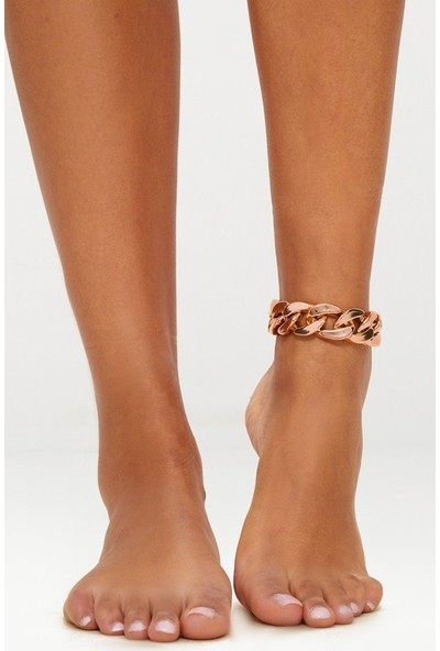 Hane14 Retro Kalın Zincir Halhal Rose