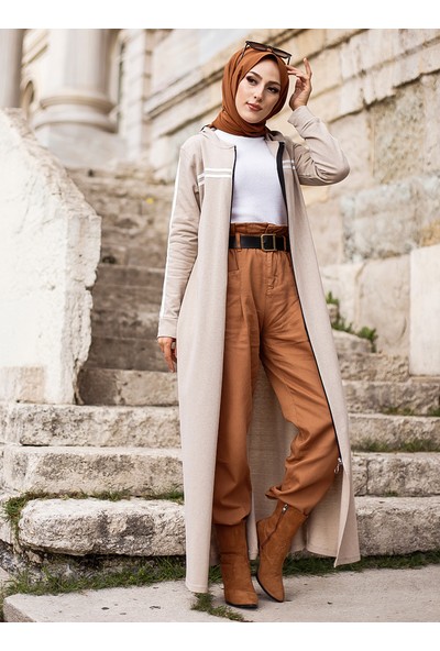 Tofisa Kadın Cep Detaylı Pardesü - Bisküvi - Tofisa
