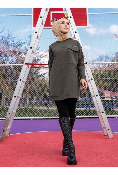 Tofisa Kadın Cep Detaylı Tunik - Haki - Tofisa