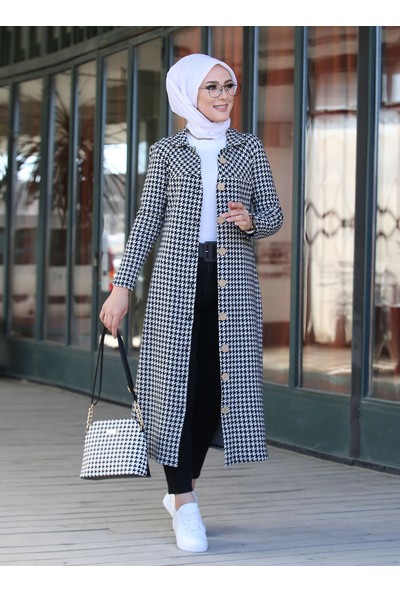 Tofisa Kadın Düğmeli Tunik - Siyah - Tofisa