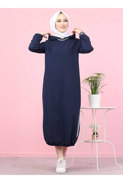 Tofisa Kadın Kapüşonlu Elbise - Lacivert - Tofisa