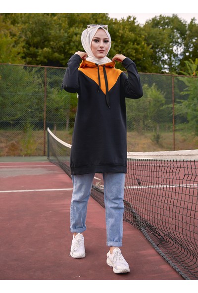 Tofisa Kadın Kapüşonlu Tunik - Hardal - Tofisa