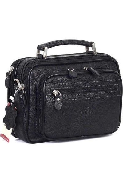 Aka 318-2 Floter Siyah Deri Portföy El Çantası