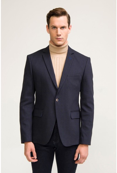 Cekmon Erkek Tek Düğmeli Desenli Ceket Cekmon Erkek Tek Düğmeli Desenli Ceket