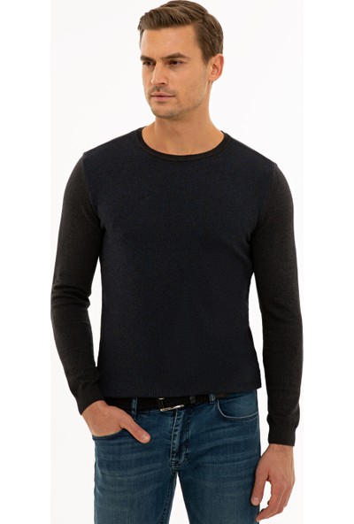 Pierre Cardin Erkek Antrasit Melanj Slim Fit Bisiklet Yaka Triko Kazak 50233725-Vr081 Pierre Cardin Erkek Antrasit Melanj Slim Fit Bisiklet Yaka Triko Kazak 50233725-Vr081
