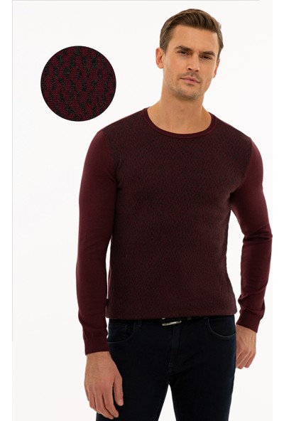 Pierre Cardin Erkek Bordo Slim Fit Bisiklet Yaka Triko Kazak 50233725-Vr014 Pierre Cardin Erkek Bordo Slim Fit Bisiklet Yaka Triko Kazak 50233725-Vr014