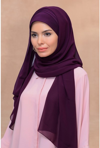 Hürrem Kadın Mürdüm Üç Çapraz Bone Şal