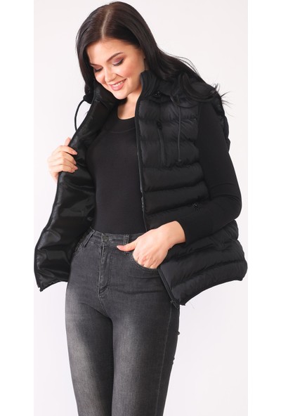 BM Home Boncuk Dolgu Kapüşonlu Spor Bayan Şişme Yelek BM Home Boncuk Dolgu Kapüşonlu Spor Bayan Şişme Yelek