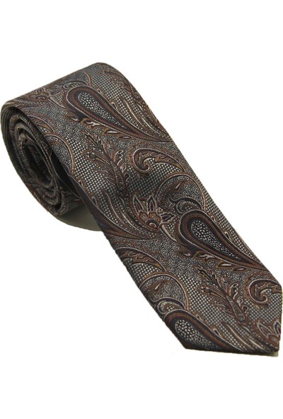 Tr10Fashion Erkek Kahverengi Desenli Kravat