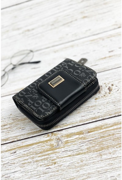 Polo- Küçük Boy Bayan Cüzdan Baskılı Siyah GP1339