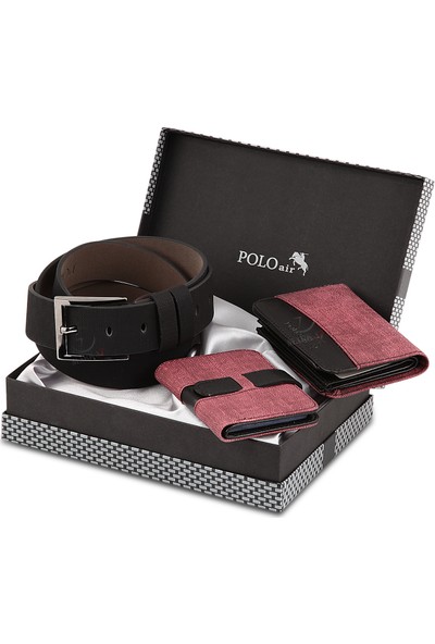 Polo Air Erkek Cüzdan Kemer ve Kartlık Bordo Aksesuar Seti Polo Air Erkek Cüzdan Kemer ve Kartlık Bordo Aksesuar Seti