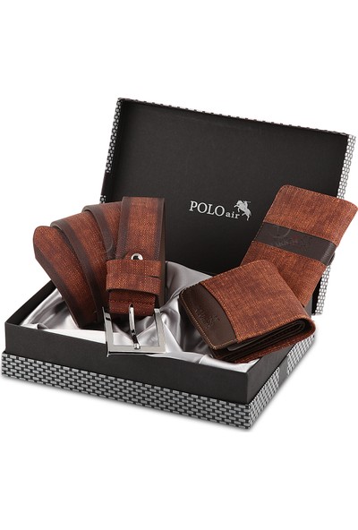 Polo Air Erkek Cüzdan Kemer ve Kartlık Taba Aksesuar Seti Polo Air Erkek Cüzdan Kemer ve Kartlık Taba Aksesuar Seti