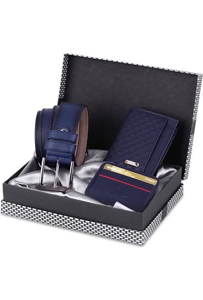 Polo Air Lacivert Dama Desenli Kutulu Erkek Cüzdan Kemer Kartlık Seti Polo Air Lacivert Dama Desenli Kutulu Erkek Cüzdan Kemer Kartlık Seti