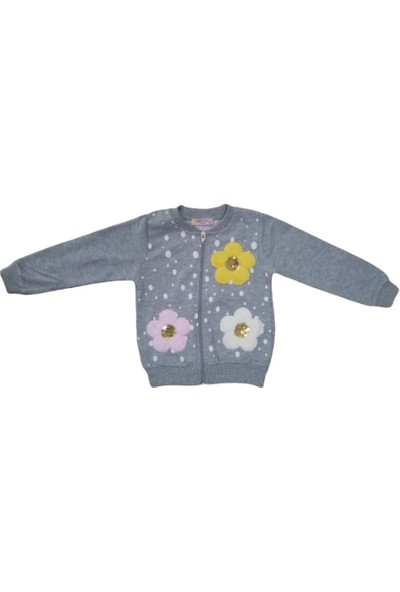 Pıtırcık Kids Kız Çocuk Çiçek Desenli Pullu Hırka