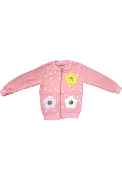 Bersu Kız Çocuk Dar Kalıp Çiçek Desenli Pullu Hırka