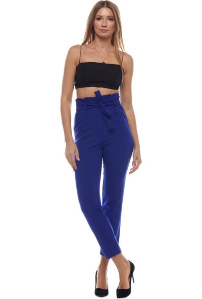 The Pantolon Yüksek Bel Mavi Renk Bayan Havuç Pantolon