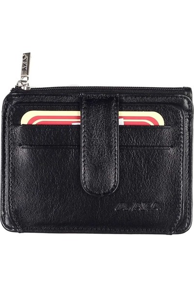 Aka Deri Düz Siyah - Deri Kartlık 026