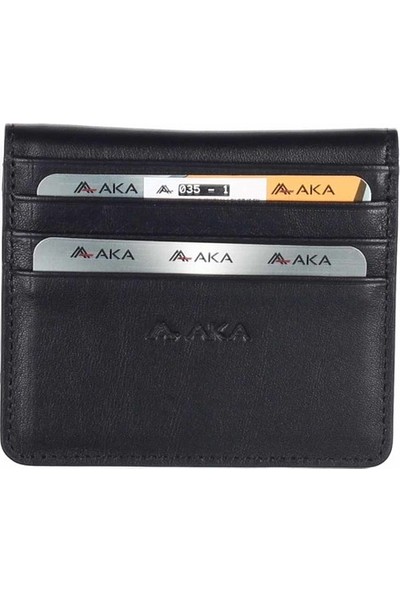 Aka Deri Düz Siyah - Deri Kartlık 035