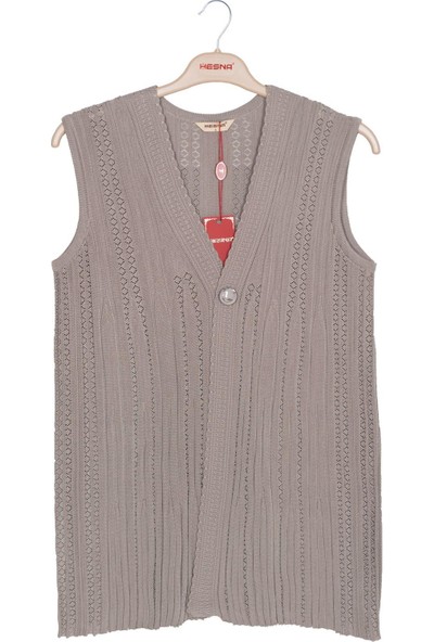 Hesna Akordeon Örgü Kum Yelek Hesna Akordeon Örgü Kum Yelek